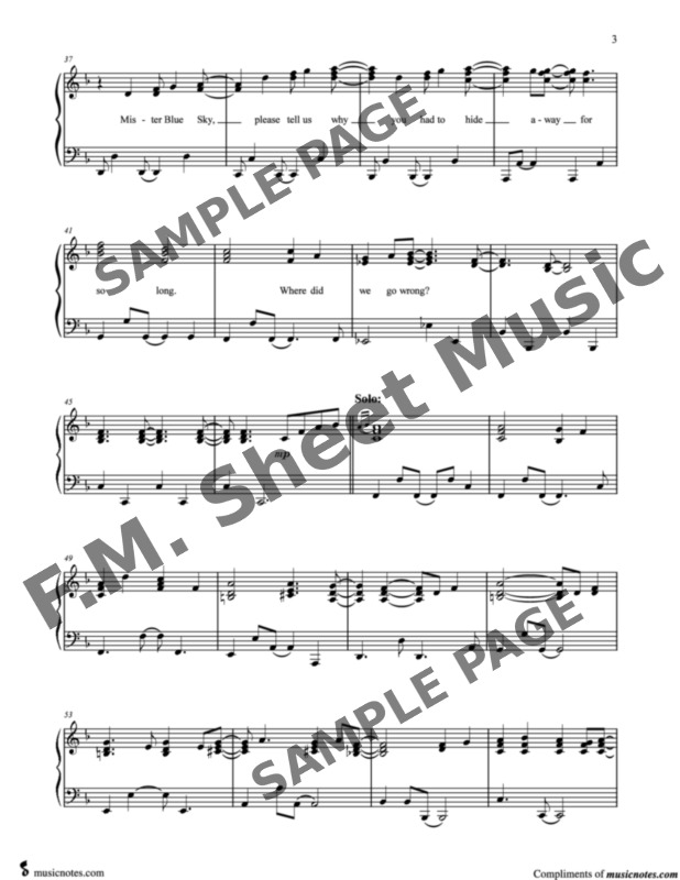 Mr. Blue Sky (Extended Version) (Late Intermediate Piano) By Electric Light Orchestra, Weezer ...